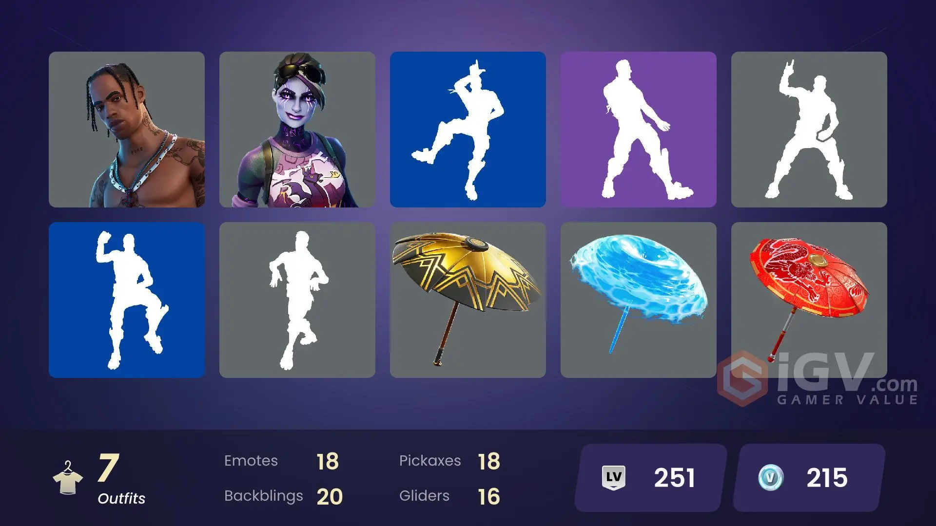 (PC/PSN/XBOX) 215 VB) 7 SKINS / TRAVIS SCOTT / TAKE THE L / DARK BOMBER ...
