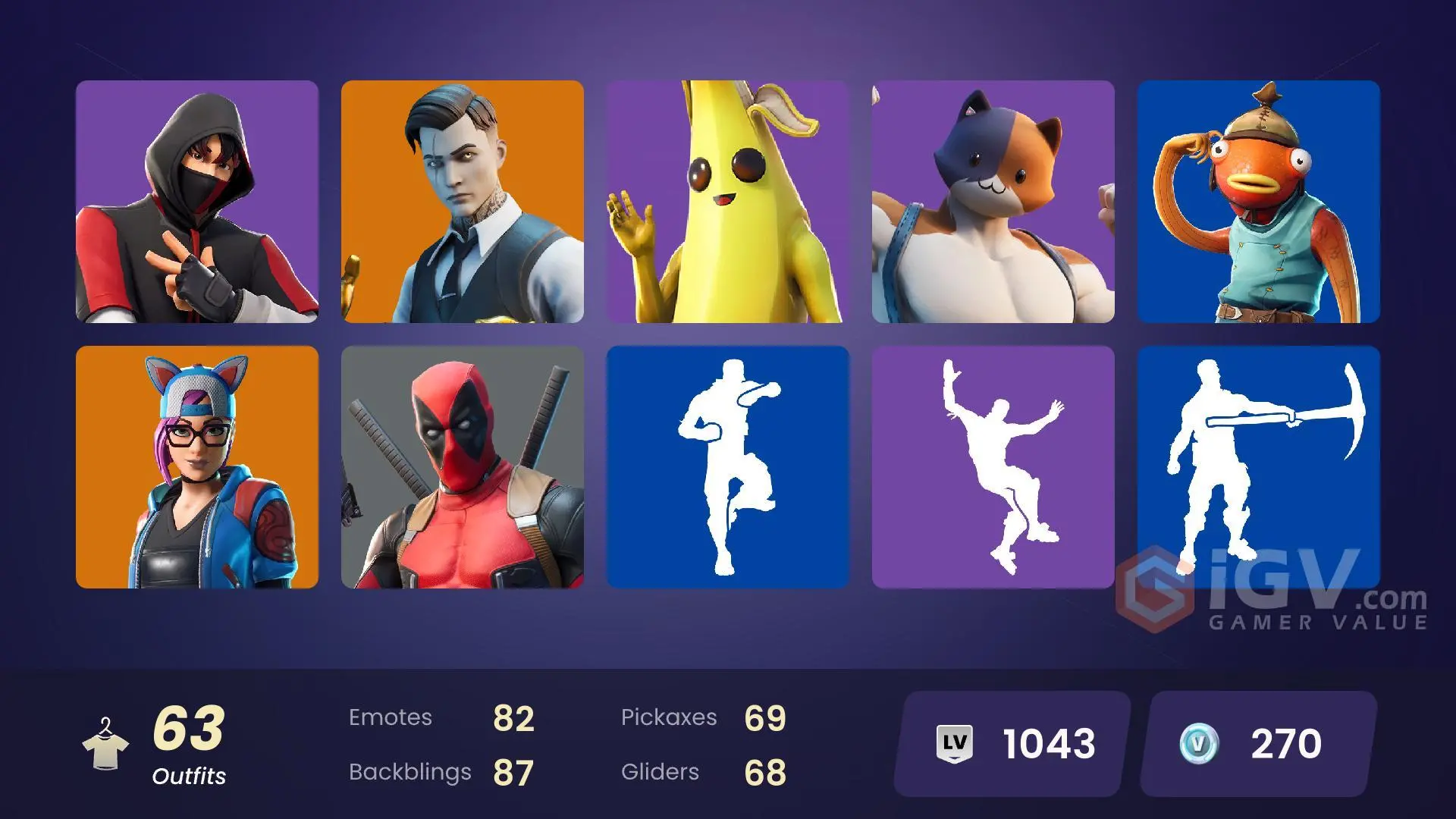 (PC/XBOX) 170 VB) 63 SKINS / IKONIK / GOLD MIDAS / ZENITH / GEAR ...