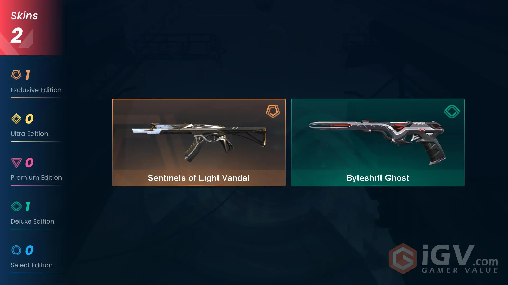 2 Skin // EU-TR // Sentinels Of Light Vandal // Accès complet // Or 1 - iGV