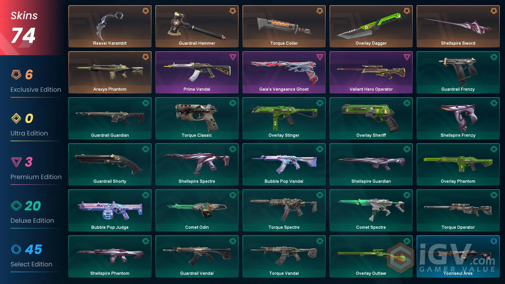 Eu-Turkey 74 Skins für Prime Vandal Reaver Karambit Araxys Phantom ...