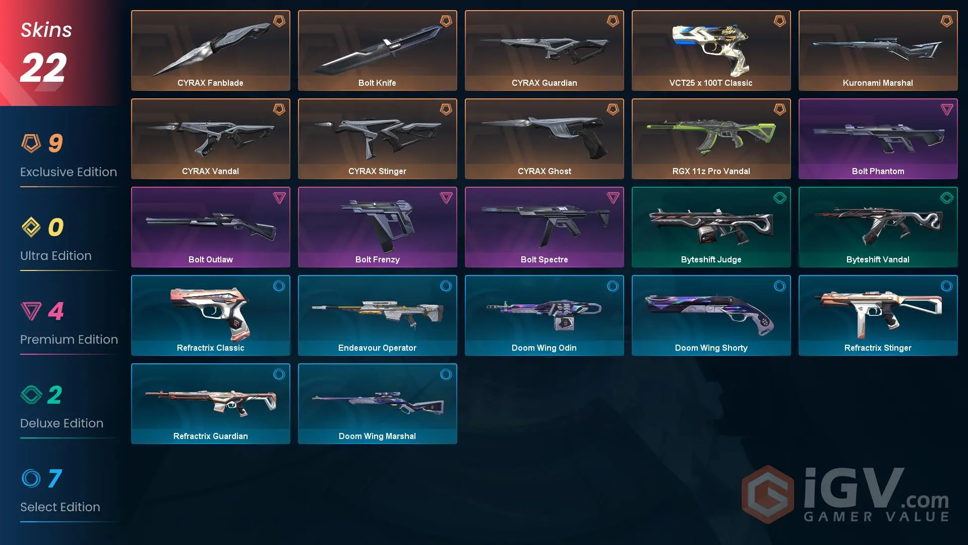 [NA] - SKINS 22 - KNIFE 2 - CYRAX Fanblade - Bolt Knife - Kuronami ...