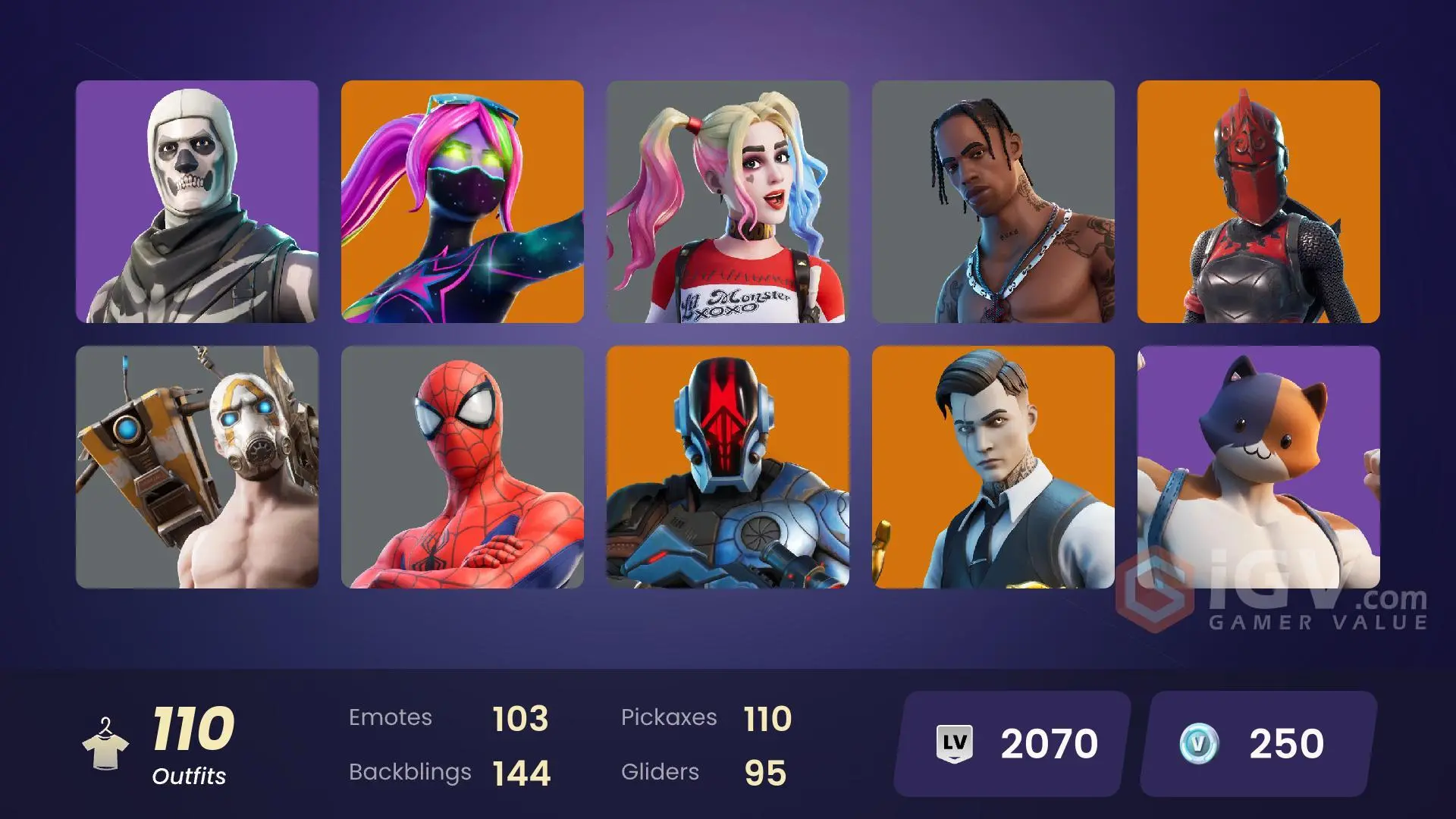 110 skins | PC | Travis Scott | Gold Meowscles | Gold Brutus | Gold ...