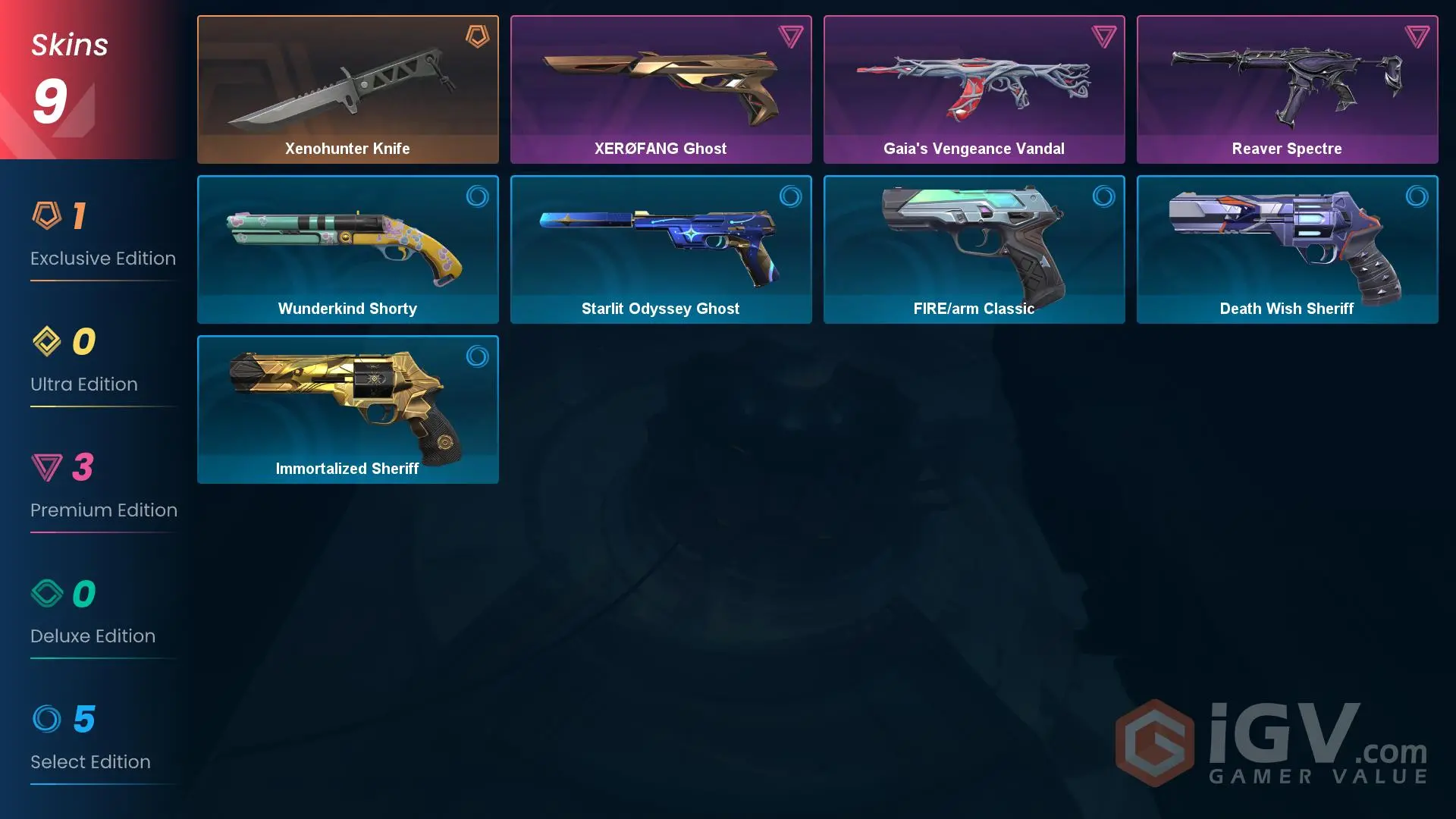 EU / 10 ka vp / 9 LUX SKINS (Gaia's Vengeance Vandal+Reaver Spectre ...