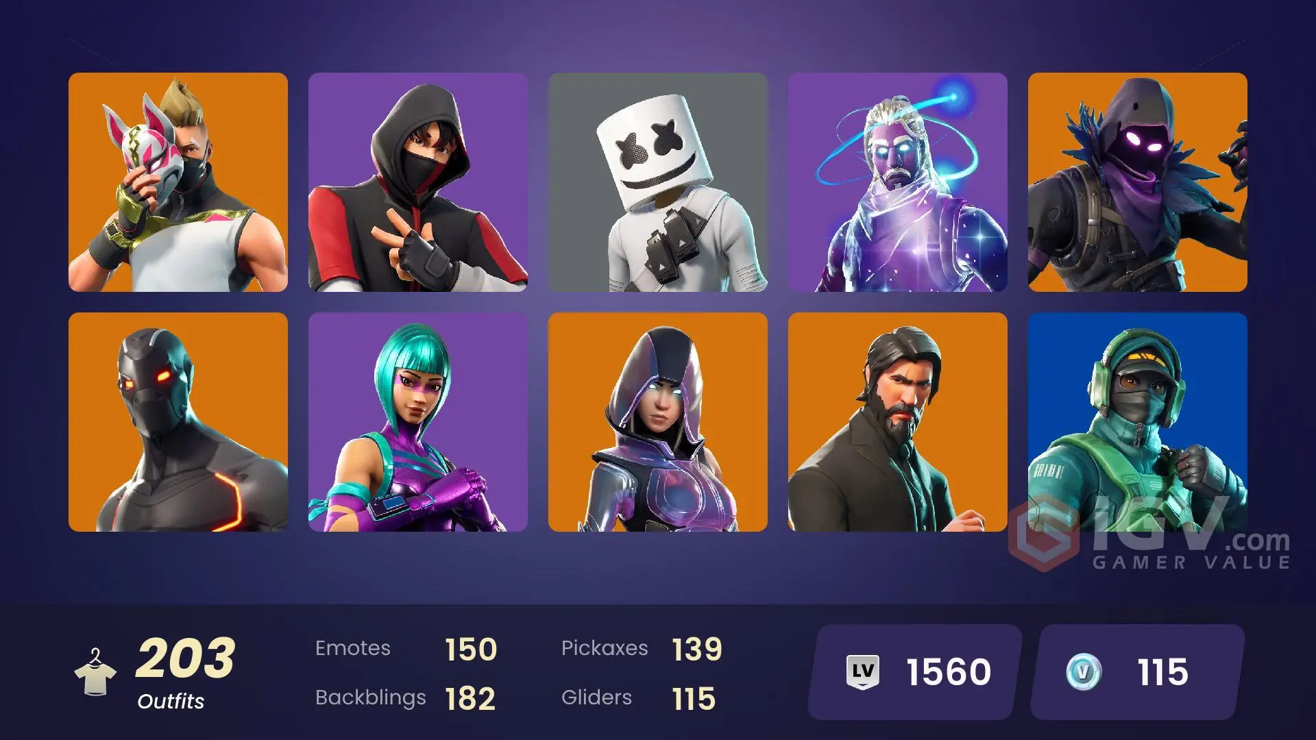 (PC) 115 VB) 202 SKINS / WONDER / GALAXY / IKONIK / STEALTH REFLEX ...
