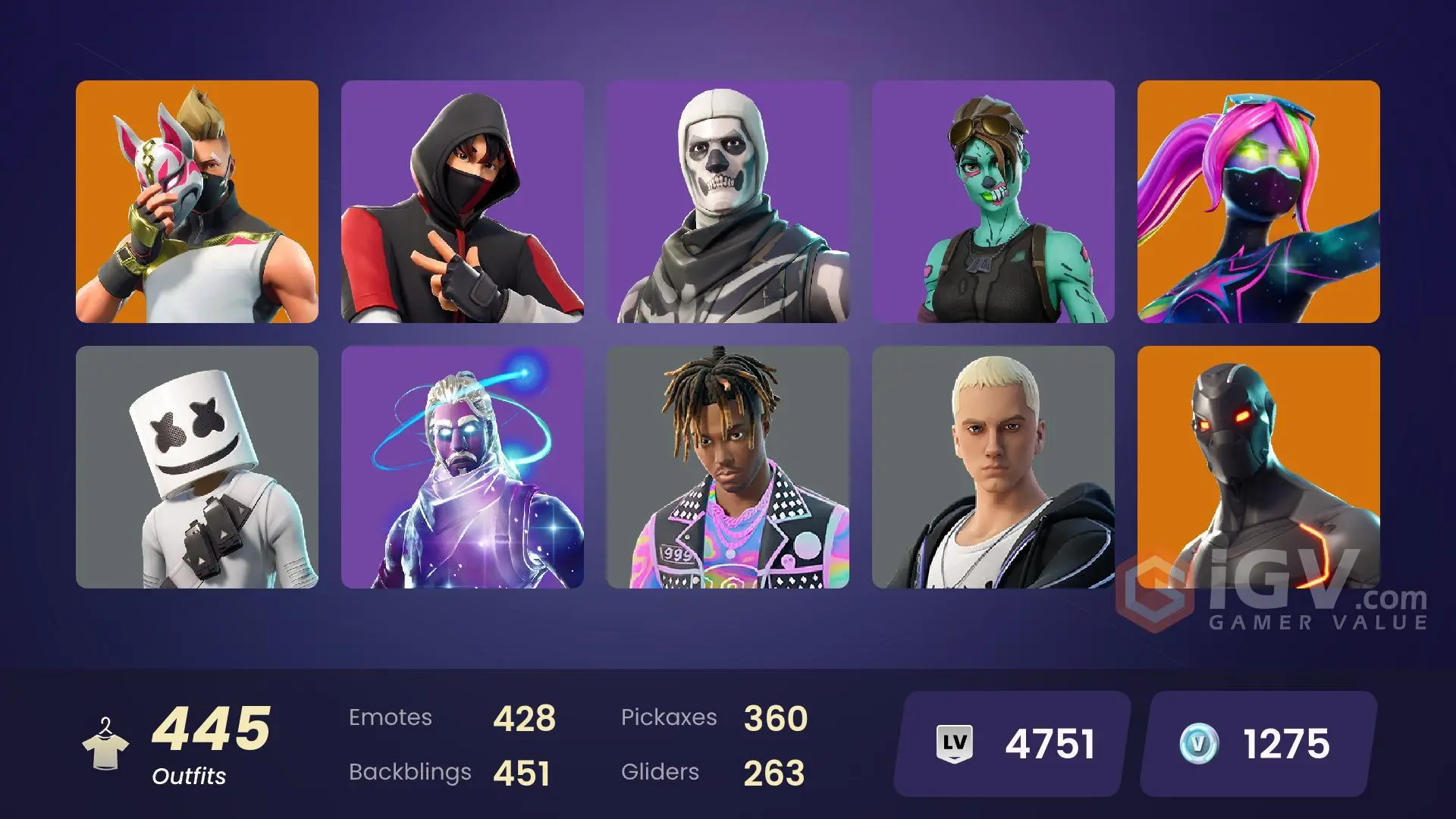 (PC) 1275 VB) 442 SKINS / GALAXY / IKONIK / TRAVIS SCOTT / GLOW ...