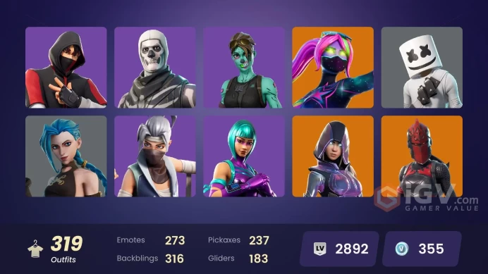 (PC) 355 VB) 319 SKINS / WONDER / IKONIK / GLOW / MERRY MINT AXE ...