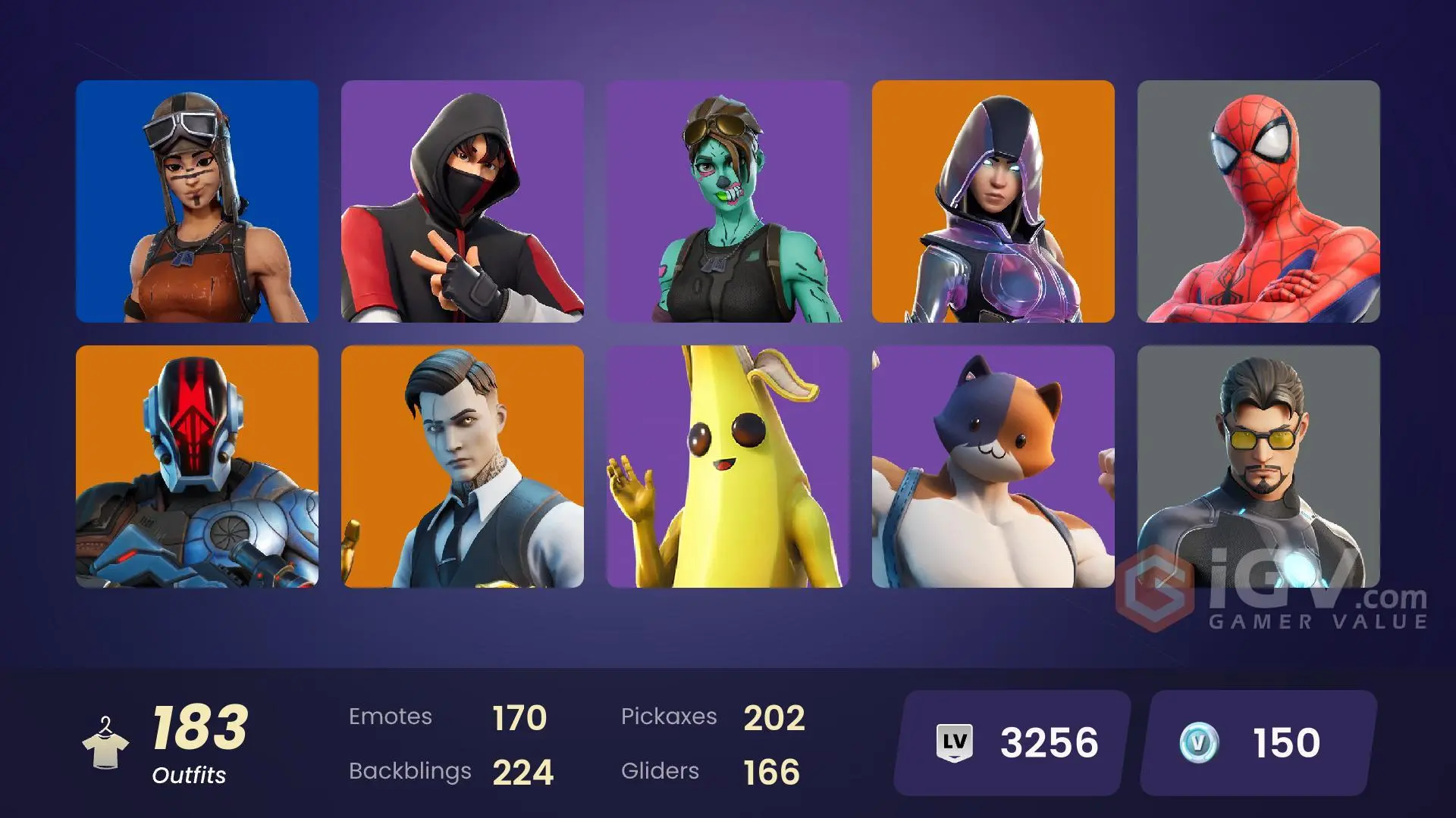 [PC] 183 Skins | IKONIK | Leviathan Axe | Peely | Midas | Tart Tycoon ...