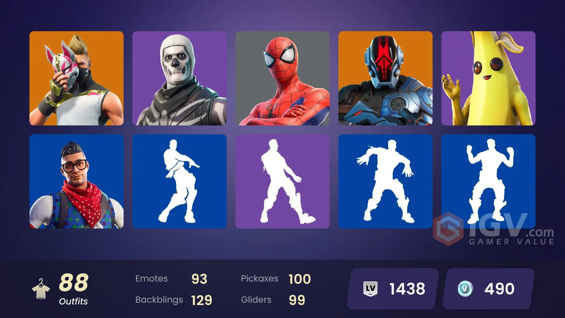 [PC/XBOX] 88 Skins | OG STW | Drift | Peely | Carbon Commando | Wingman ...