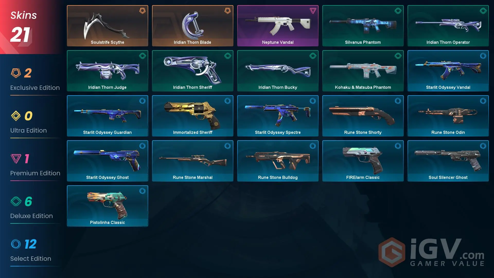 NA | 21 Skins | Soulstrife Scythe | Iridian Thorn Blade | Neptune ...