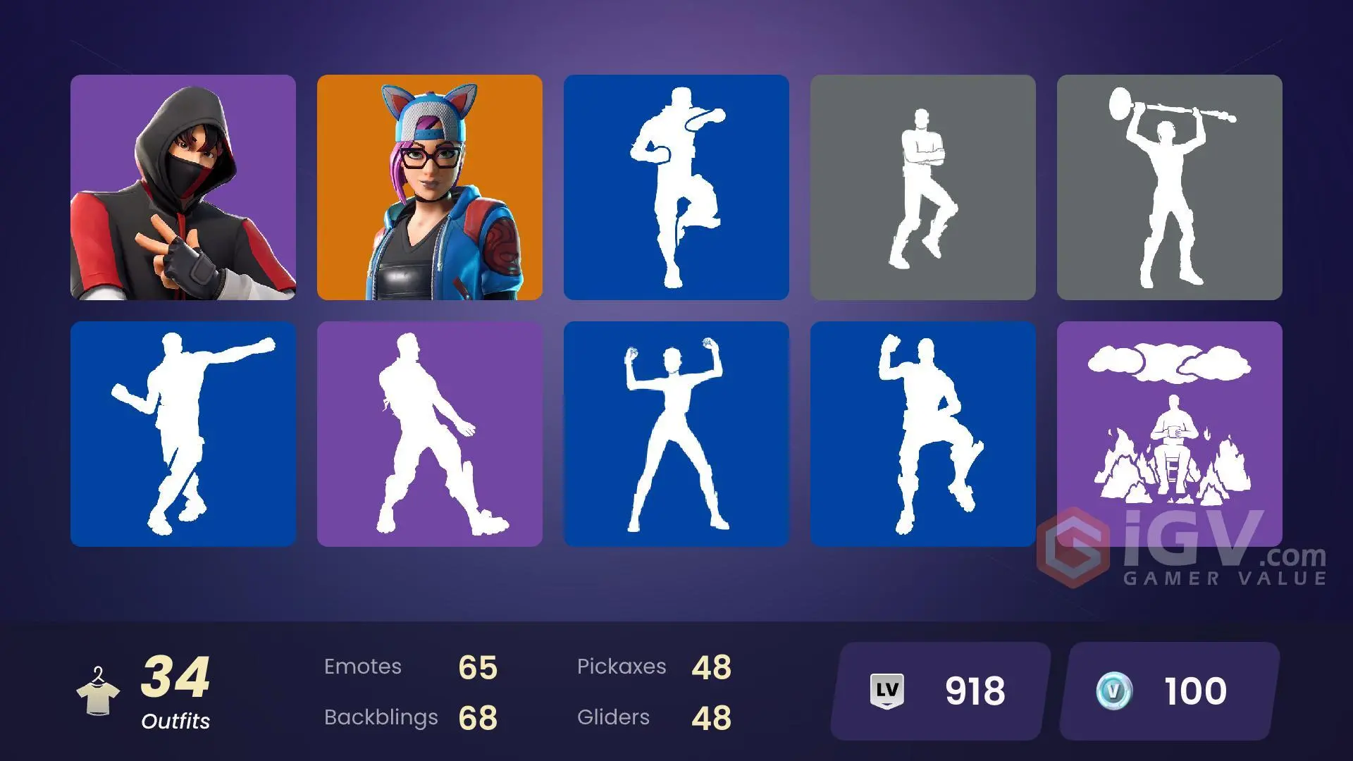 (PC/PSN/XBOX AVAIBLE)/ IKONIK(ULTRA RARE)/34 SKIN/48 PICKAXE/65 EMOTE ...