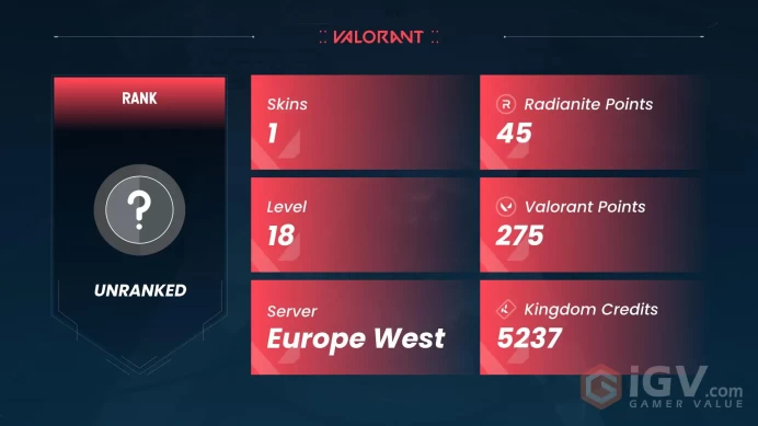 EU Full Access | Unranked | 1 Skin Recon Phantom - iGV