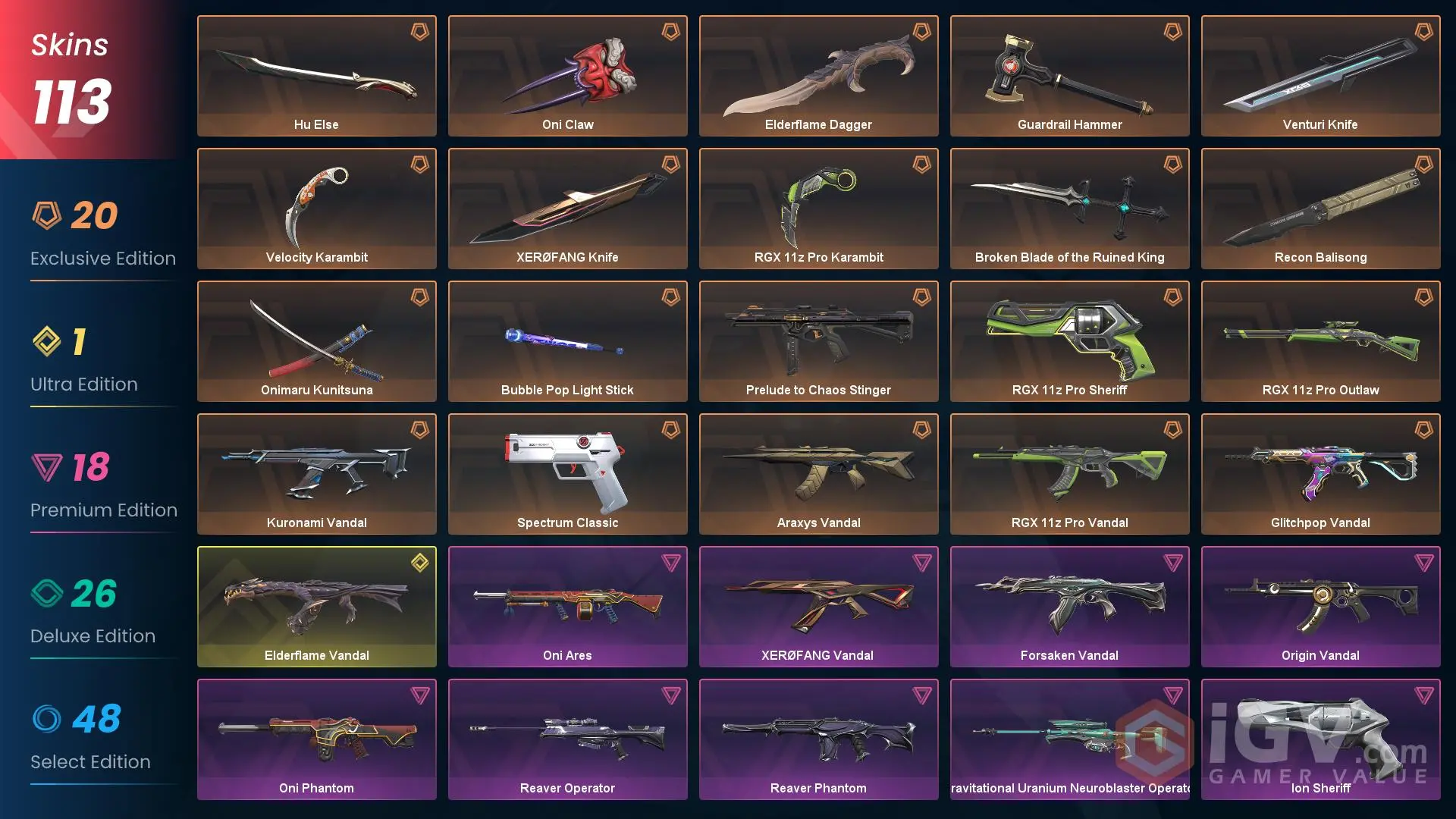 NA 113 skins | RGX 11z Pro Karambit | Kuronami Vandal | Onimaru ...