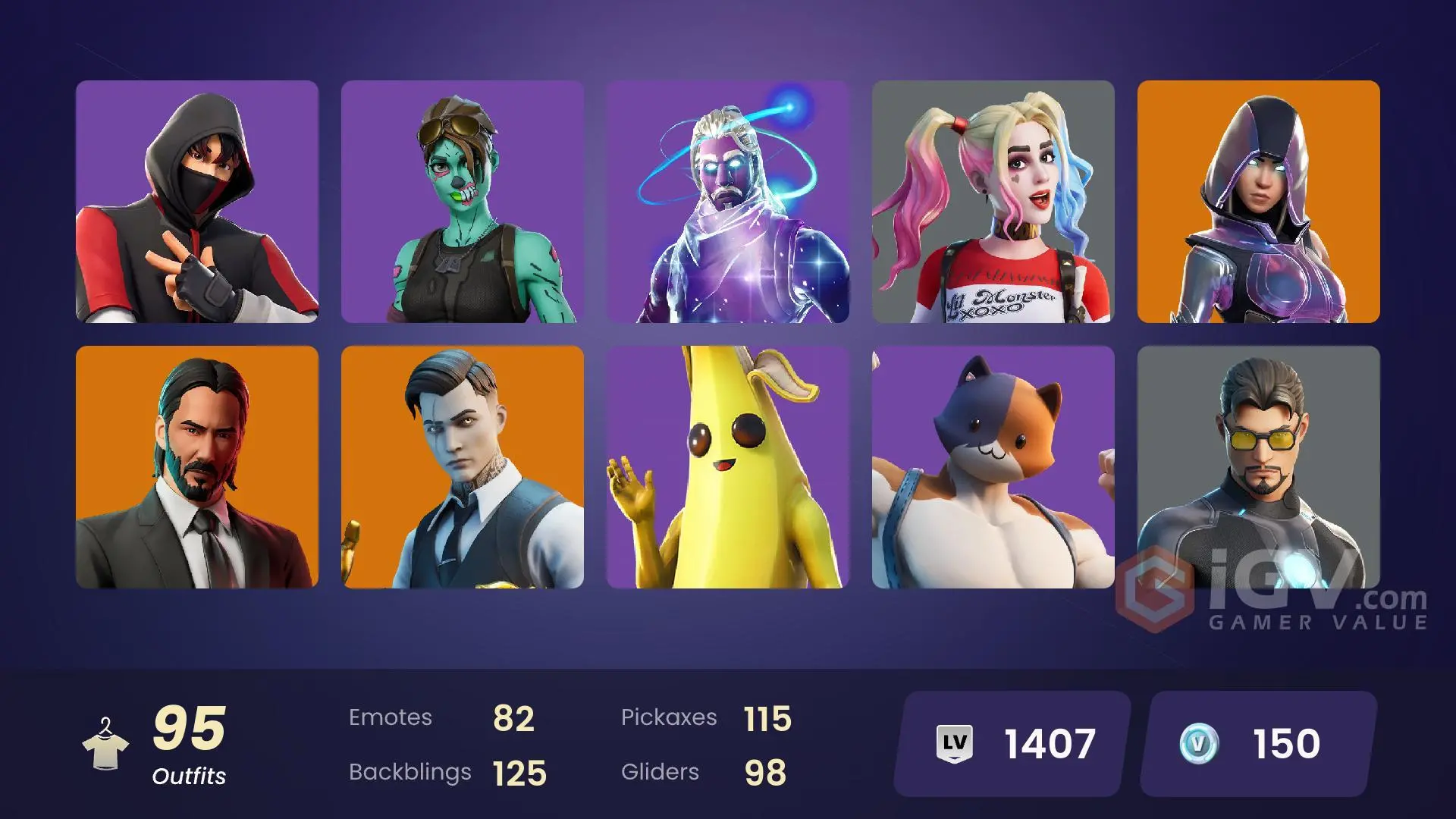 (PC) 150 VB) 95 SKINS / GALAXY / IKONIK / GLOW / GOLD BRUTUS / GOLD ...