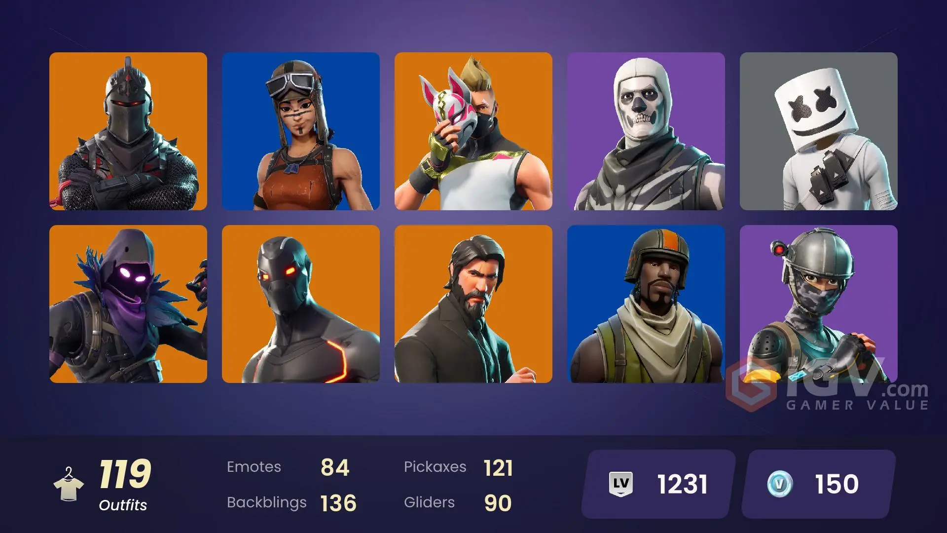 (PC) 150 VB) 119 SKINS / OG RAIDER'S REVENGE / BLACK KNIGHT / SPARKLE ...