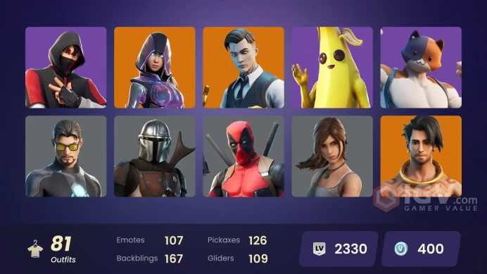 FA | PC | 71 skins | IKONIK , Glow , Gold Brutus , Gold Midas , Blue ...