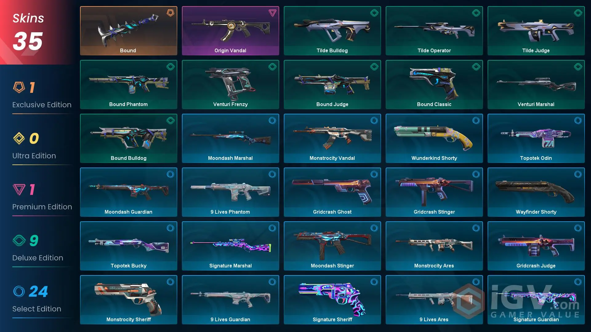 3 in 1 | VALORANT | 35 skins | Knife Bound | 56 LVL | Inactive | Full ...