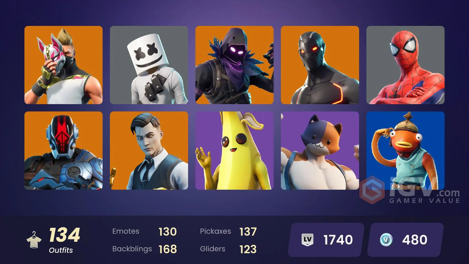 134 skins | OG STW | Astro Jack | Fishstick (World Cup) | Gold ...