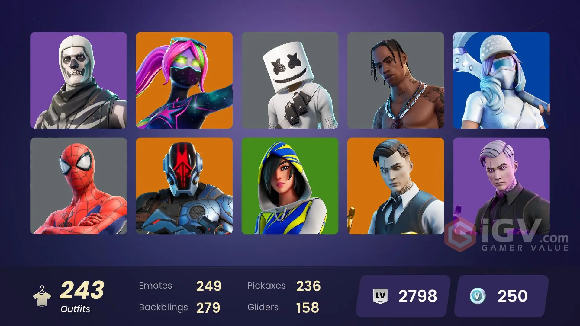 FA - [PC] 243 skins | Dark Skully | Travis Scott | Astro Jack | Gold ...
