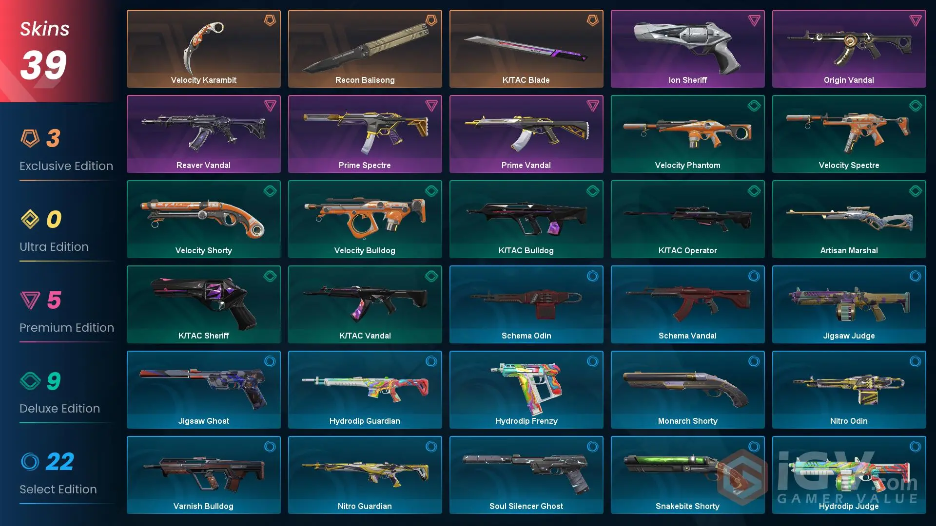 [EU] [39 SKINS + 3 KNIFE] Reaver Vandal, Origin Vandal, Prime Vandal ...