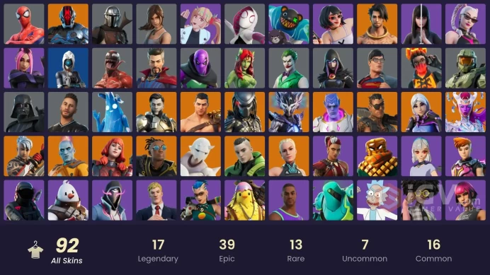 [PC/PSN] 92 skins, Master Chief (Matte Black); FNCS 3:1 Champion; Torin ...