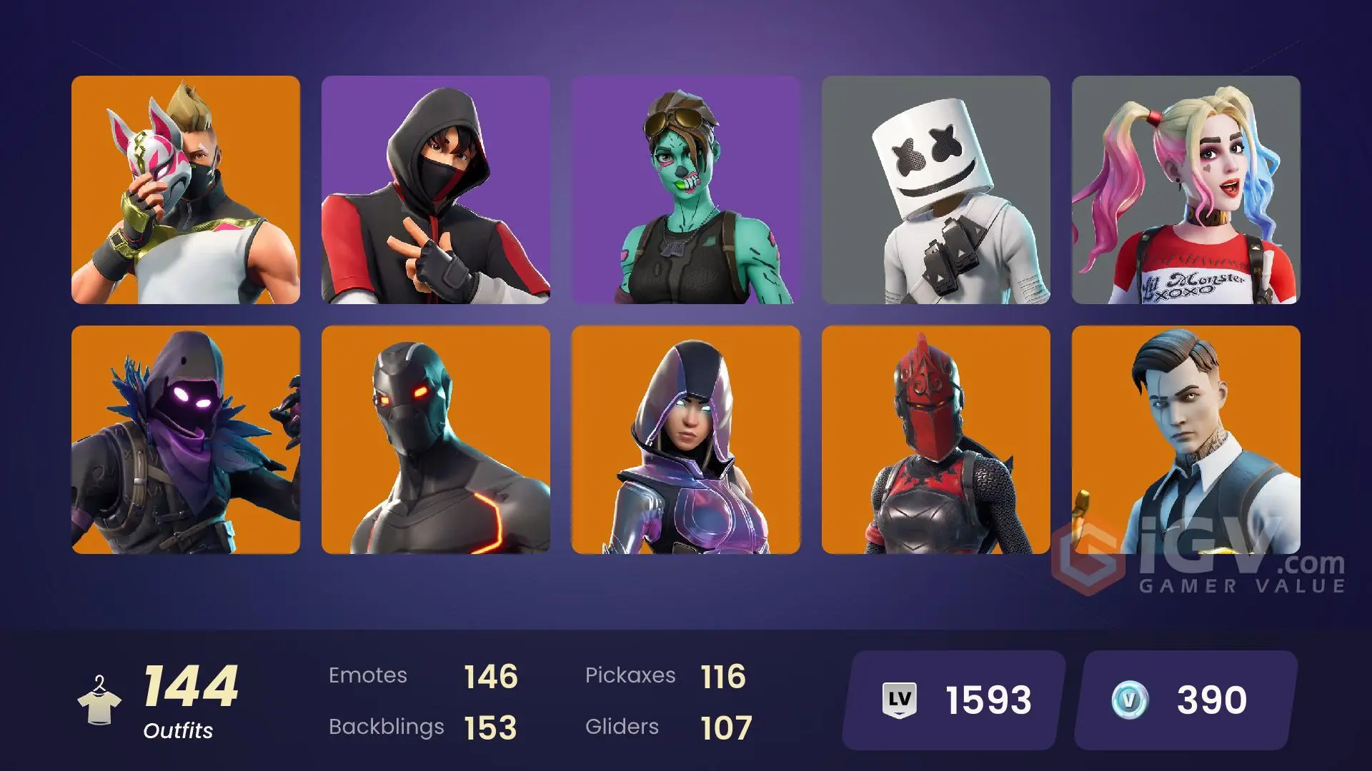 144 skins | OG STW | IKONIK | Glow | Blue Team Leader | Gold Midas ...