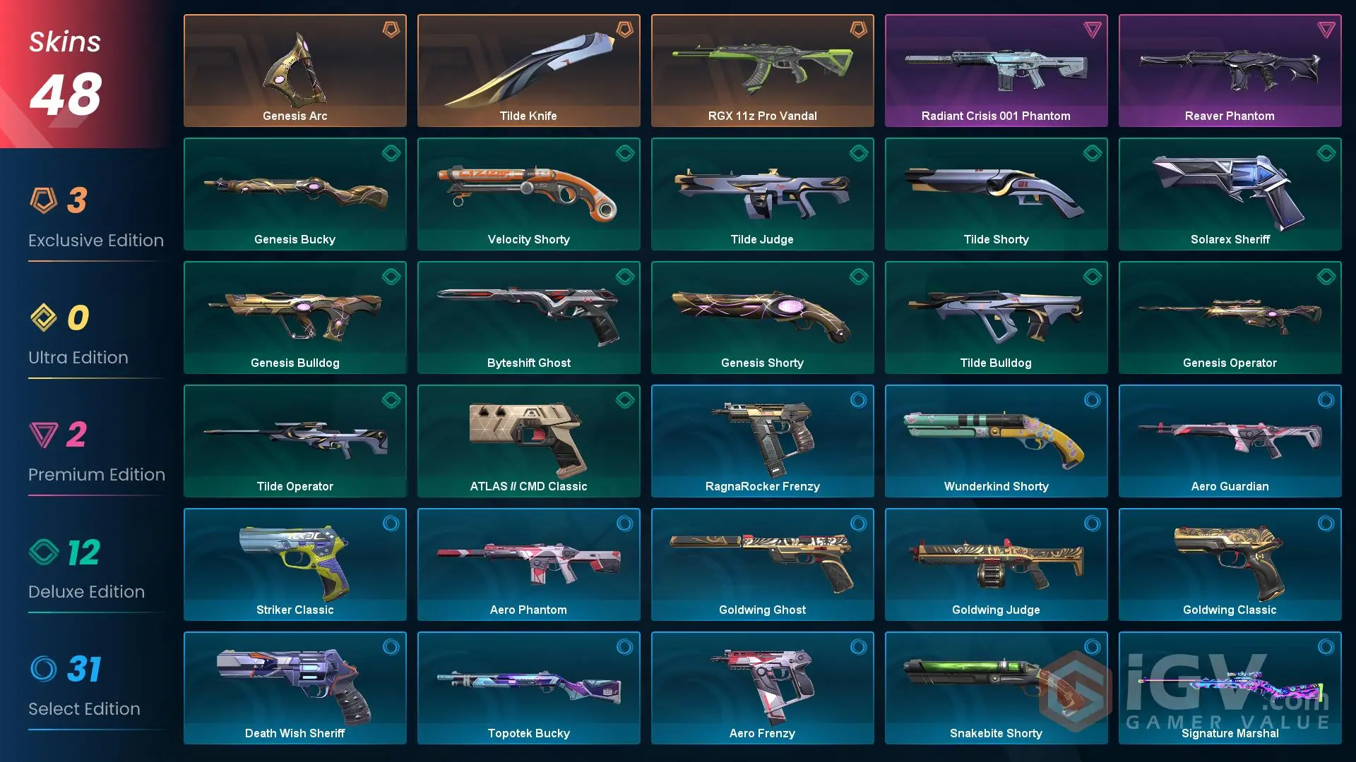 [EU] - SKINS 48 - KNIFE 2 - Genesis Arc - RGX 11z Pro Vandal - Radiant ...