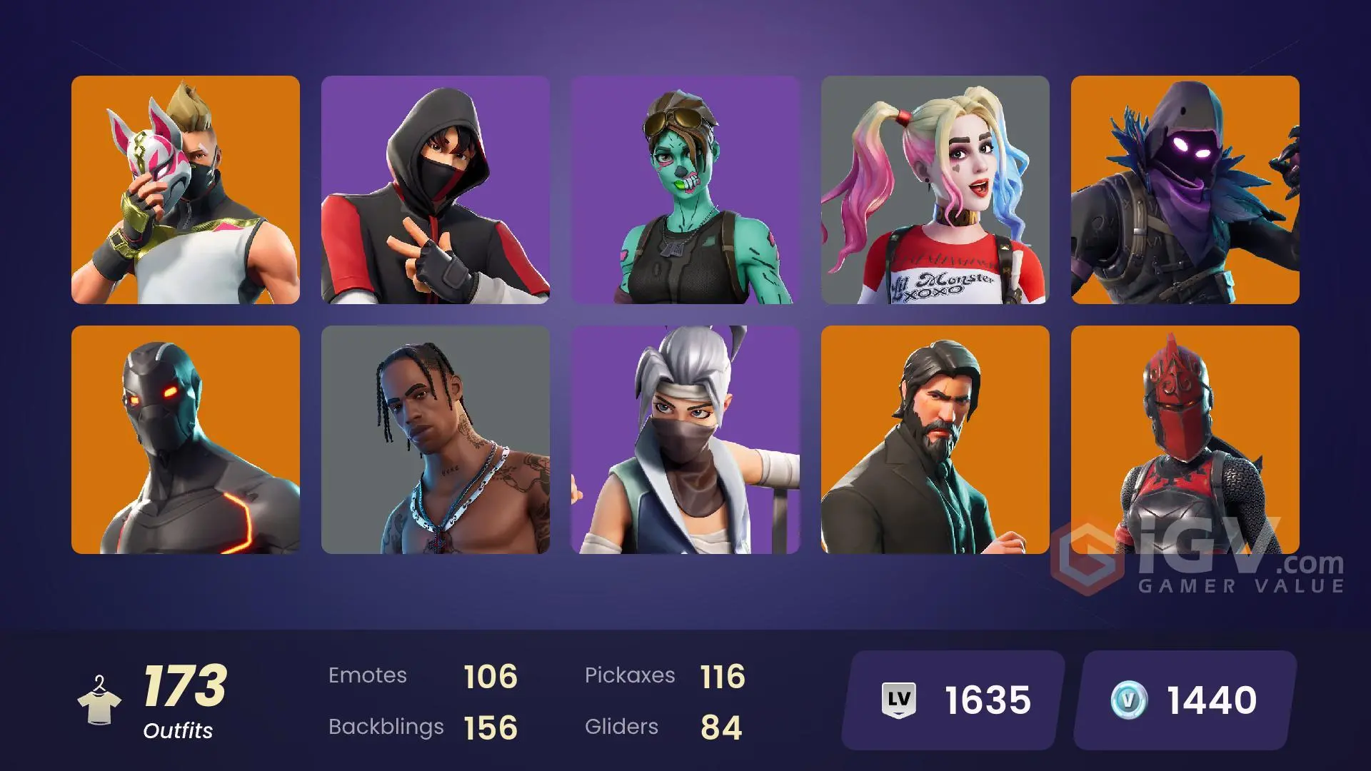 [PC | PSN | XBOX] 172 skins / OG STW / IKONIK / The Reaper / Elite Agent / Travis Scott / Gold ...