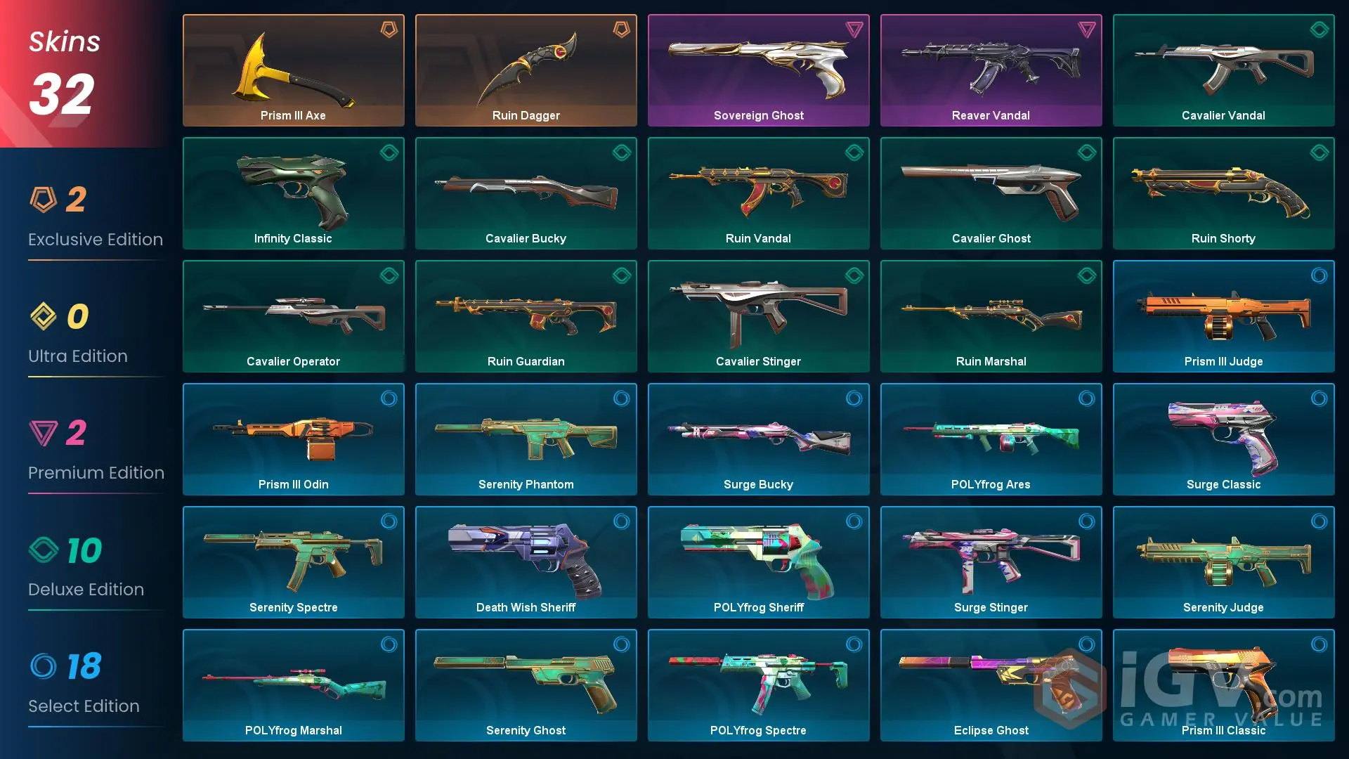 3 in 1 | VALORANT | Ruin Dagger | Prism III Axe | 32 skins | 107 LVL ...