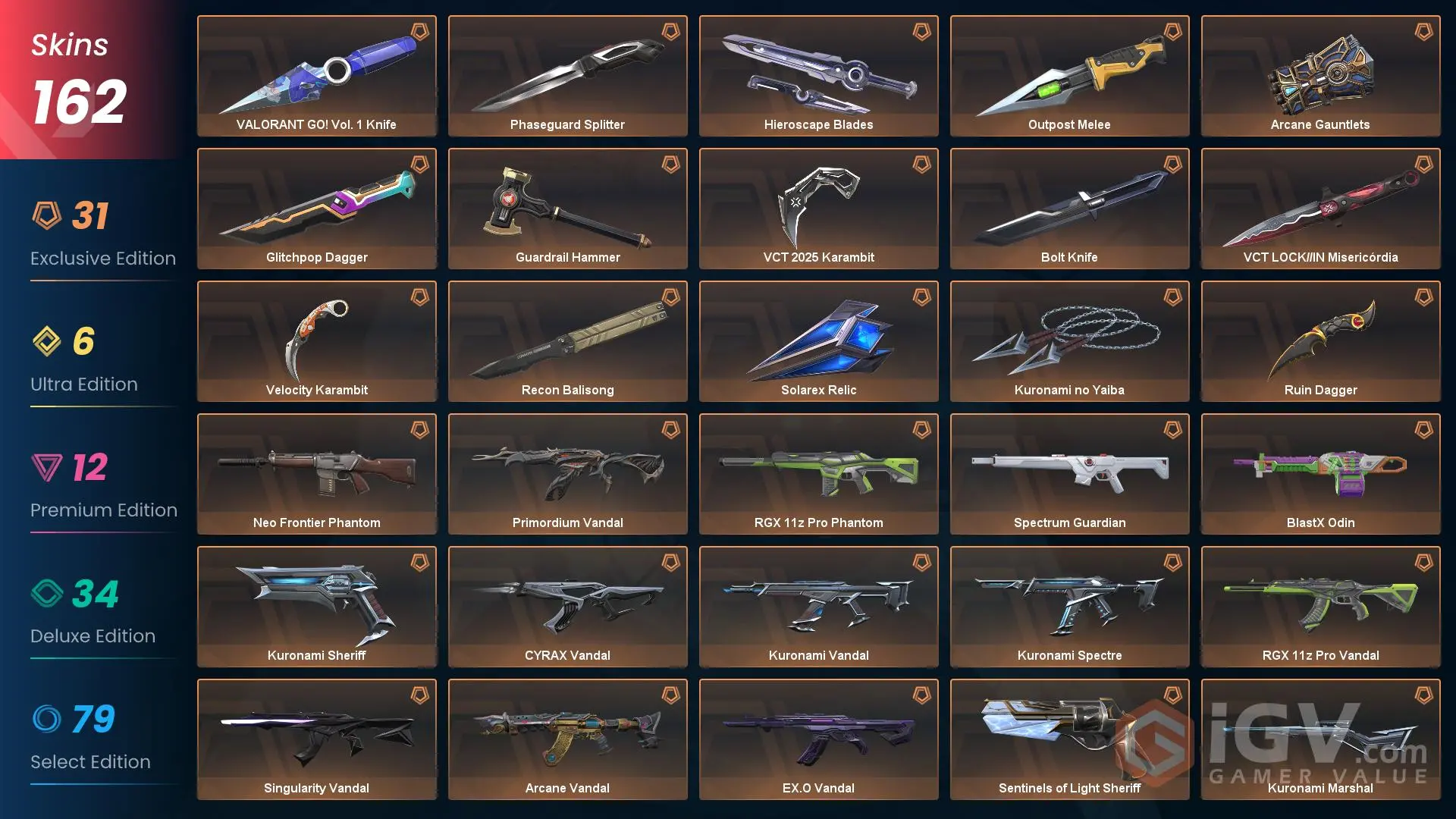 EU Full Access | Unranked | 162 Skins VCT 2025 Karambit+VCT LOCK//IN ...