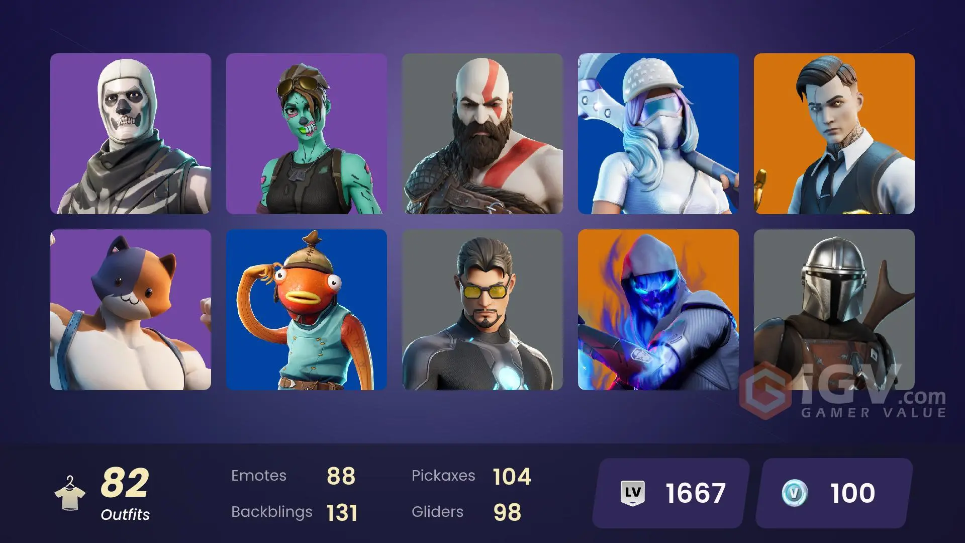 FA | 82 skins | Kratos | Master Chief | Fusion | Fade | Gear Specialist ...