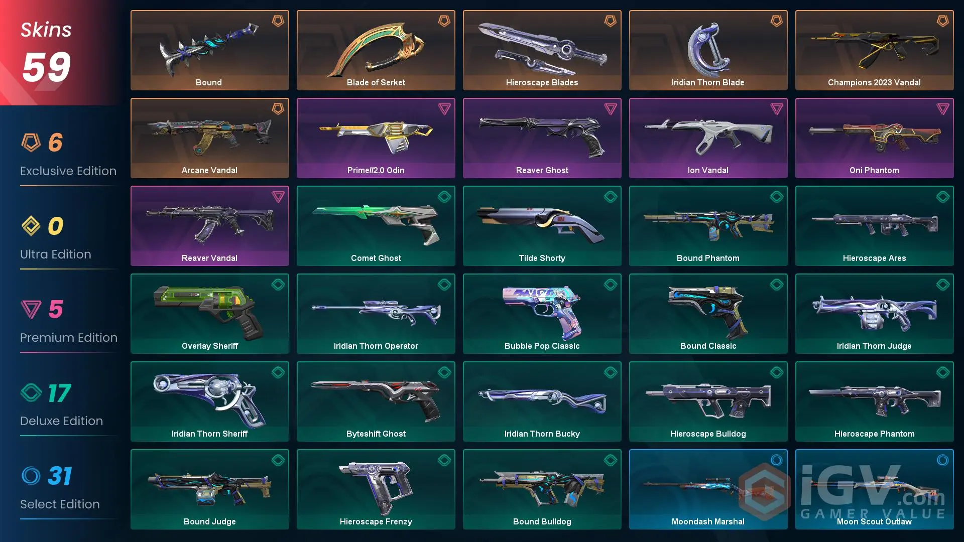 EU-Turkey 59 Skins Arcane Vandal Champions 2023 Vandal Blade of Serket ...