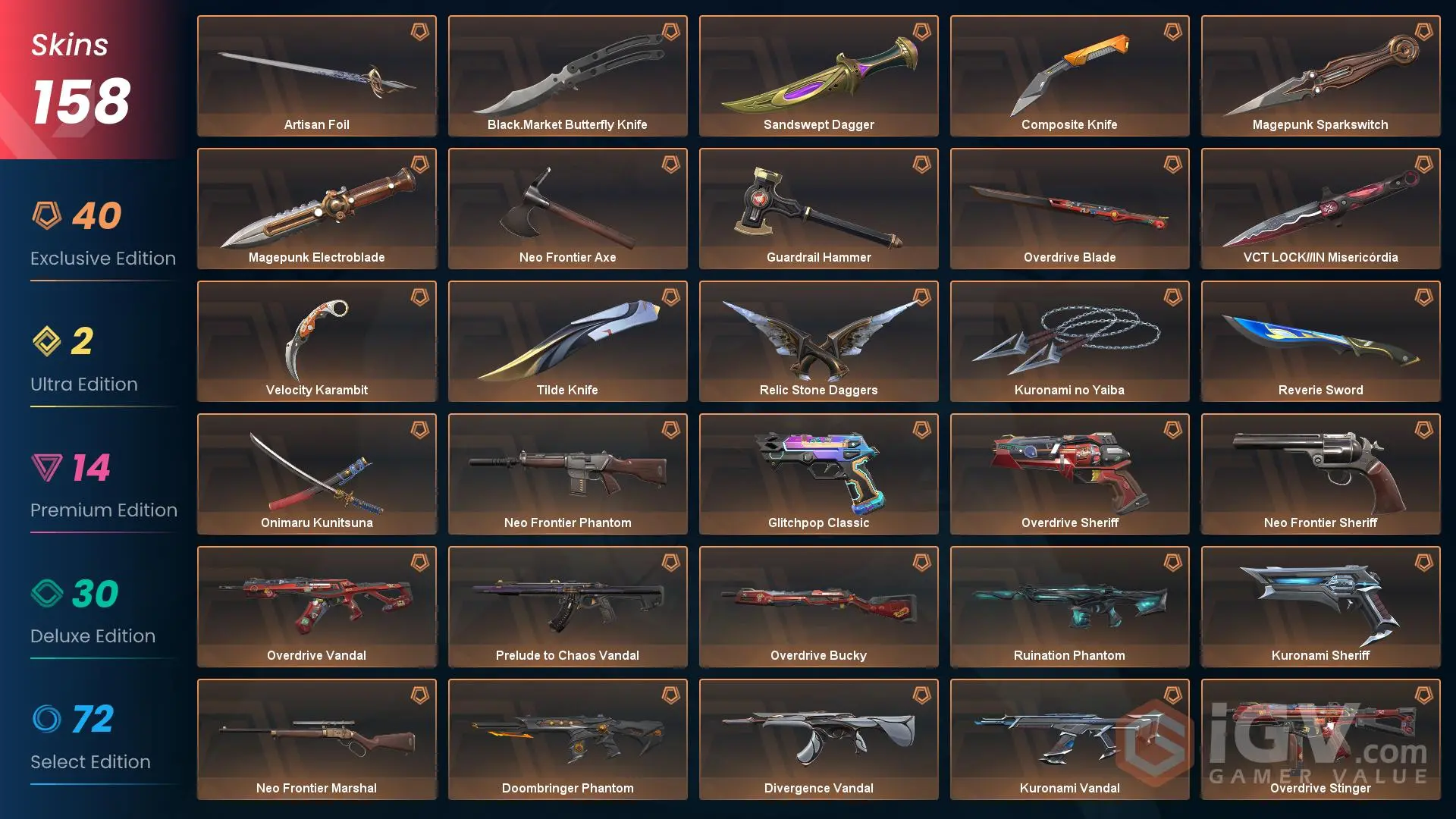 LOL+VALO [V25ACT5] | 16 KNIFE | 16 SHERIFF | 17 VANDAL | 12 PHANTOM ...