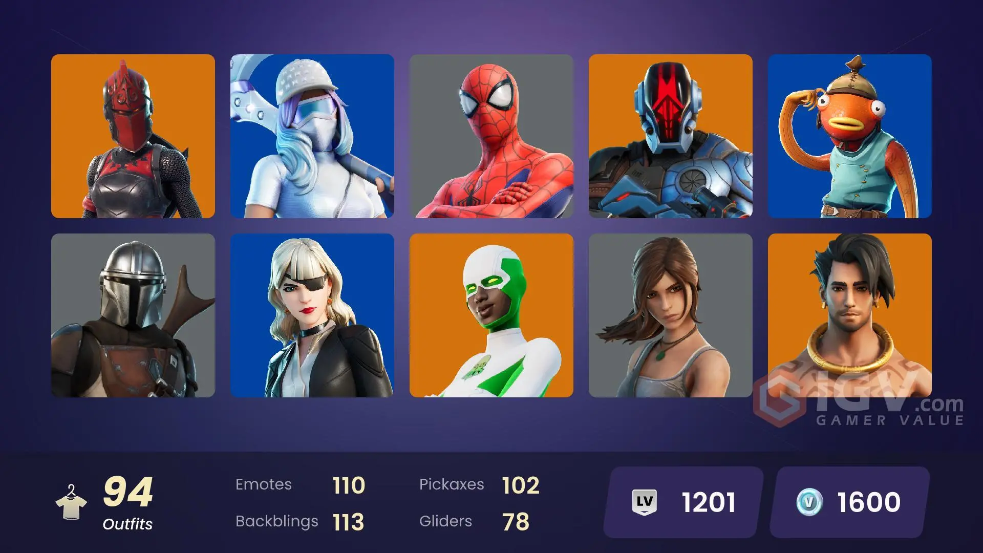 94 skins | Master Chief | Snake Eyes | Spire Assassin | Raz | Kymera ...