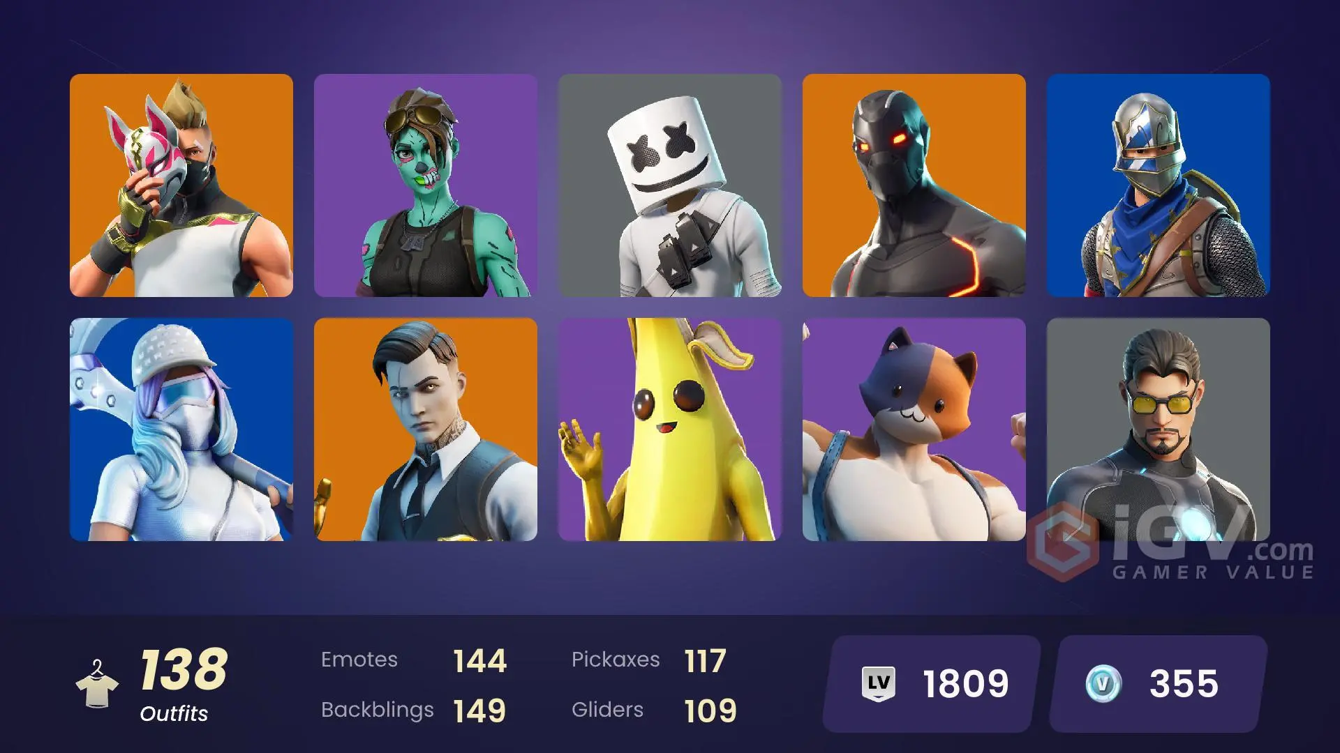 FA | 139 Skins | OG STW | Blue Squire | Royale Knight | Merry Mint Axe ...