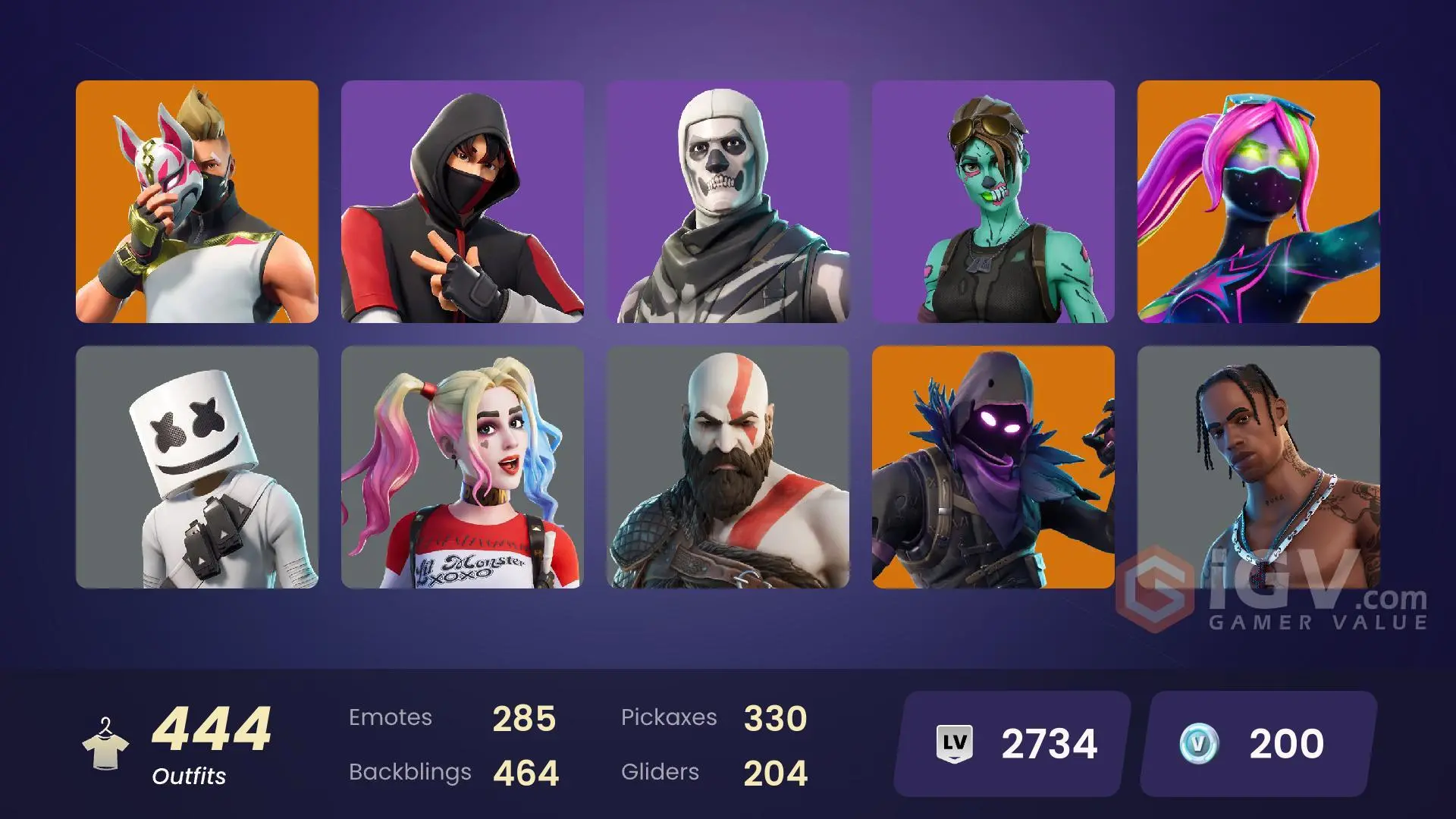 (PC,PSN), 432 skins, wonder, ikonik, honor guard, merry mint axe - iGV