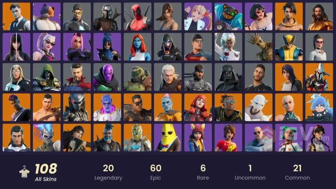 PC/NS/XBOX/PSN ︎ 108 SKINS • GOLD MEOWSCLES • GOLD BRUTUS • GOLD MIDAS ...