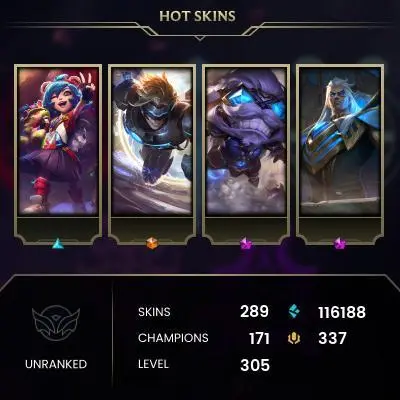 NA EMAIL CHANGEABLE ALL CHAMPIONS 289 SKINS 15 MYTHIC 7 PRESTIGE 244 ...