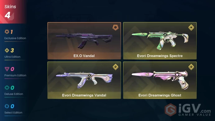 EU [ 4 TOP SKINS ] EX.O Vandal + Evori Dreamwings Ghost + Evori ...