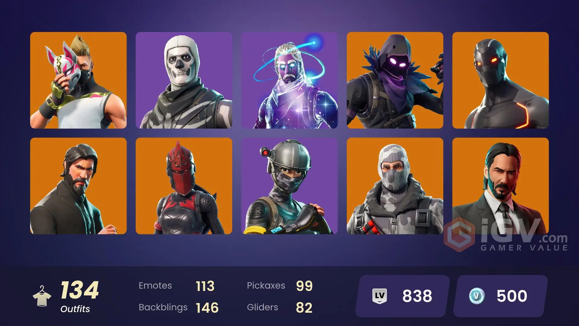 Full Access | 134 skins | OG STW | Galaxy | The Reaper | Blue Squire ...