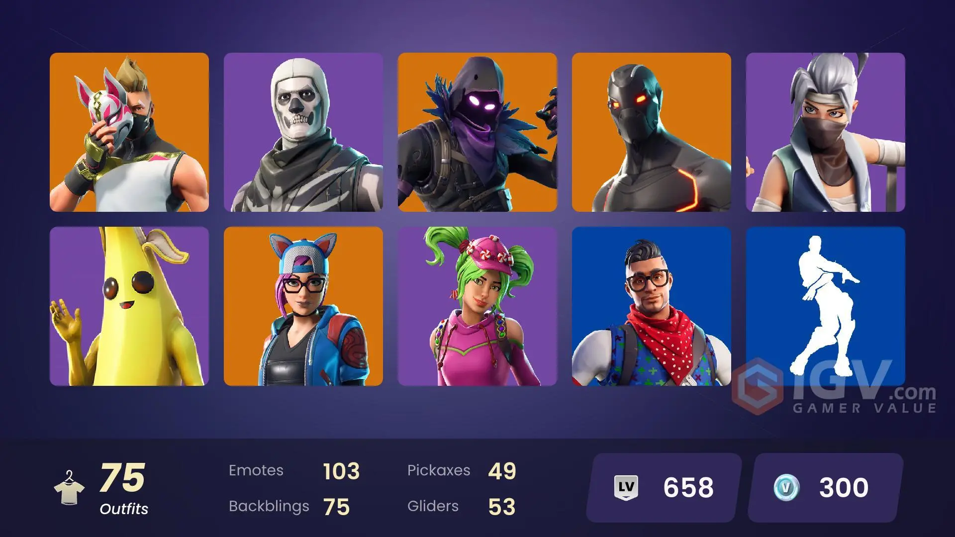 [PC/XBOX] 75 skins | OG STW | Raven | Peely | Omega | Carbon Commando ...