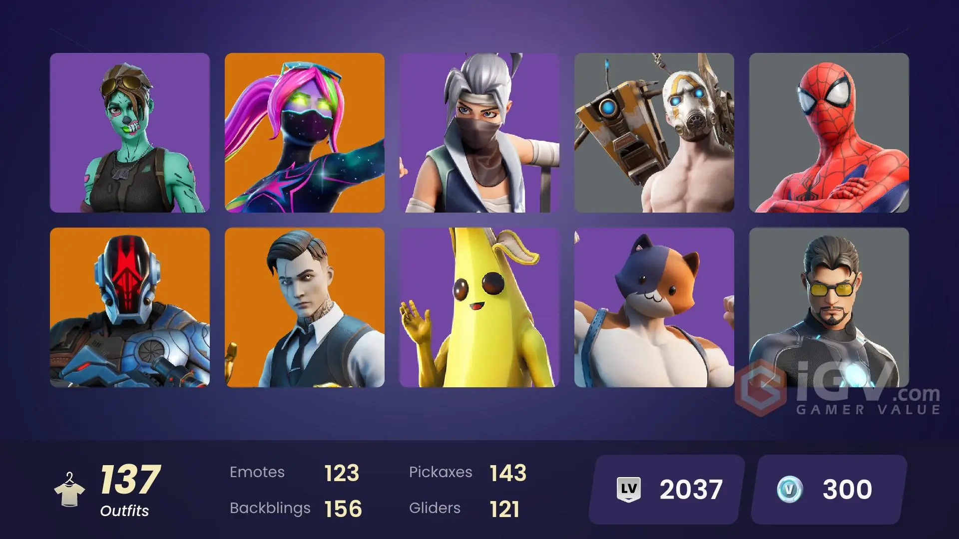 [PC/PSN/XBOX] 137 skins | Psycho Bandit | Jules | Aura | Lara Croft | Ghoul Trooper | Tony Stark ...
