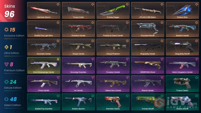 [EU] 96 skins | Interhelm Sword | ATLAS // CMD Baton | Kuronami Vandal ...