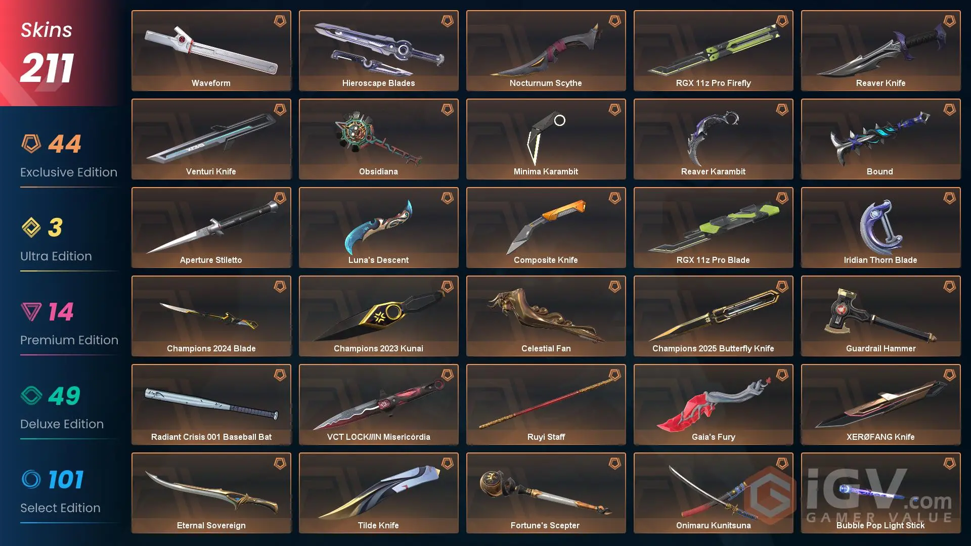 NA+211 skins+1650000VP+Protocol 781-A Phantom+Aperture Stiletto+Minima ...