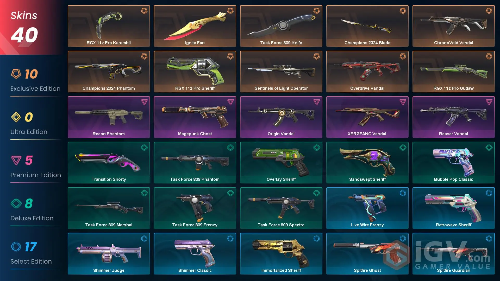 EU 40 skins | Ignite Fan | Champions 2024 Blade | Champions 2024 ...