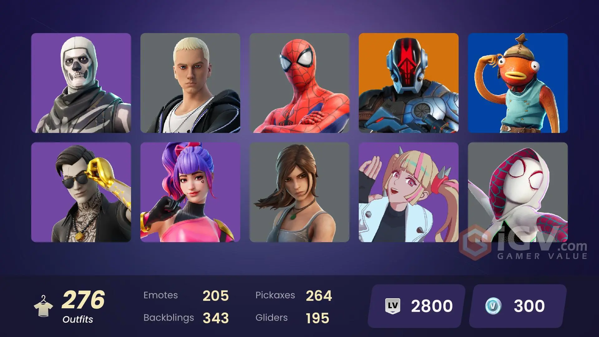 [ALL PLATFORMS]-276 Skin-292 Pickaxes-205 Emotes-195 Gliders-Kitana ...