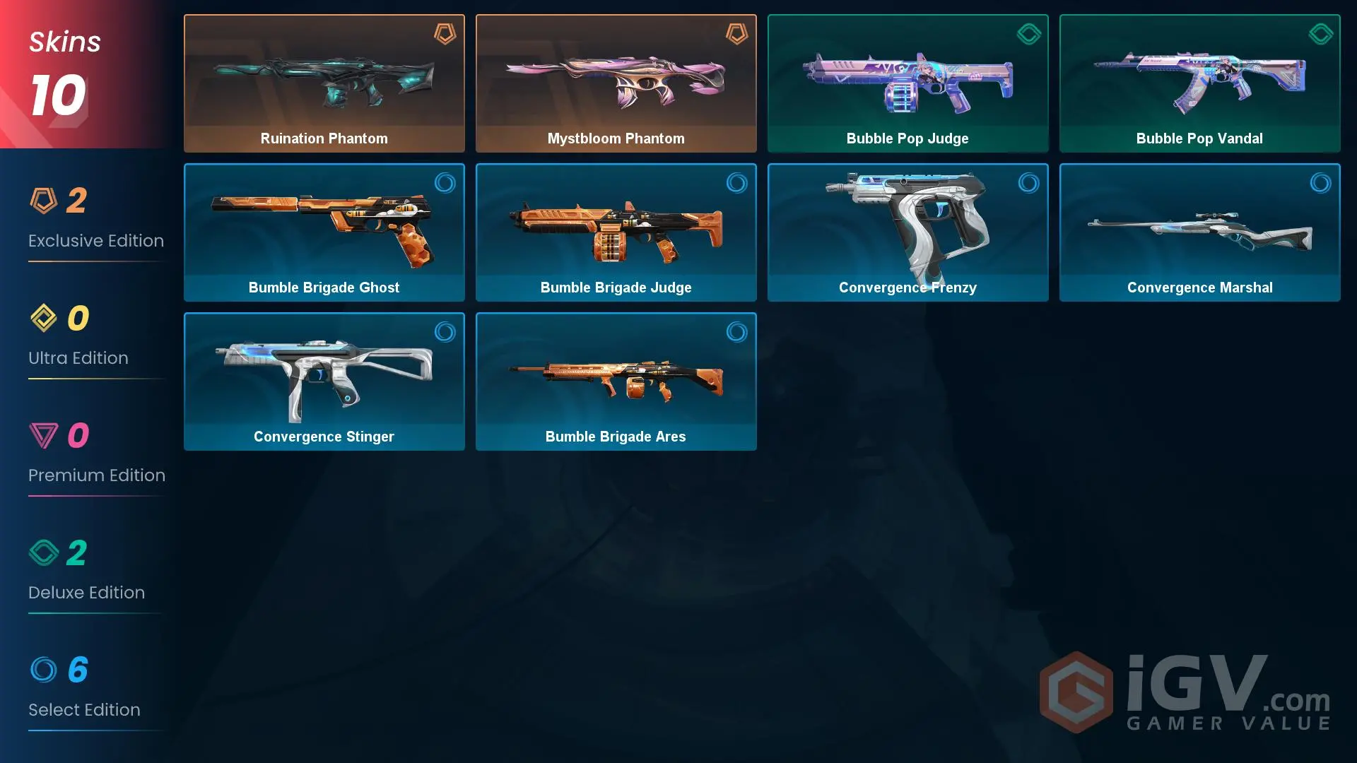 EU | 10 SKINS | Ruination / Phantom | Mystbloom / Phantom | 30 Level - iGV