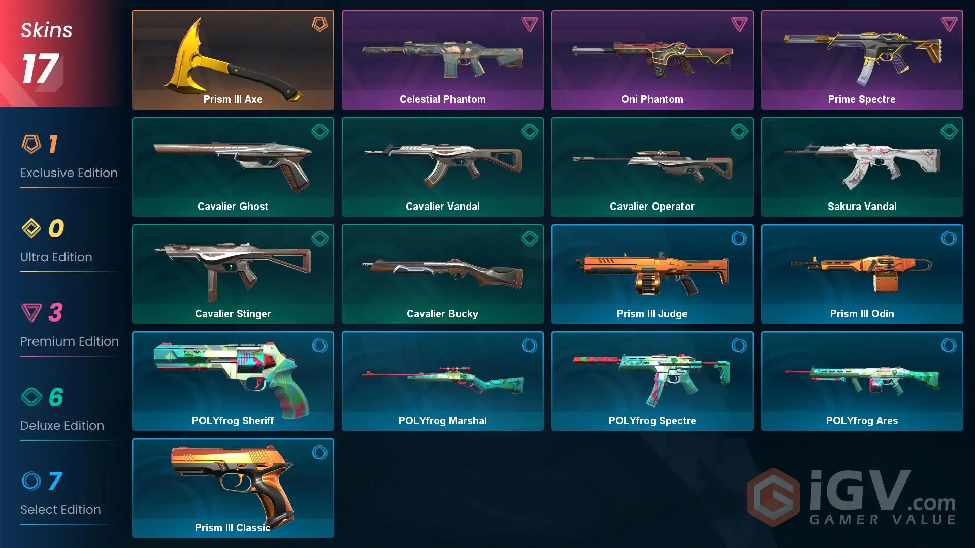 NA 17 skins / Oni Phantom / Celestial Phantom / Prism III Axe / Prime ...