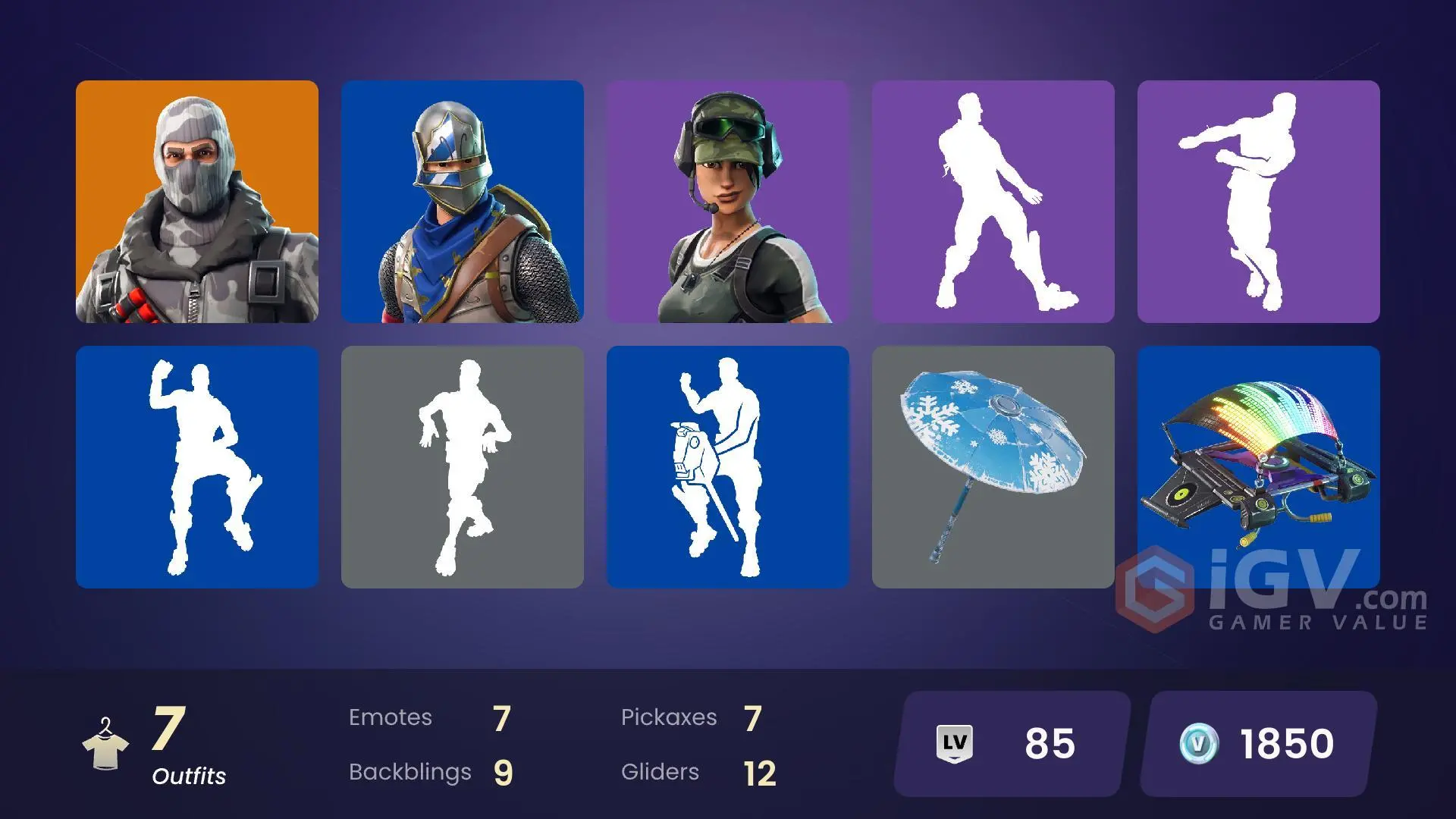 7 skins | OG STW | Blue Squire | Royale Knight | Unreal Banner ...