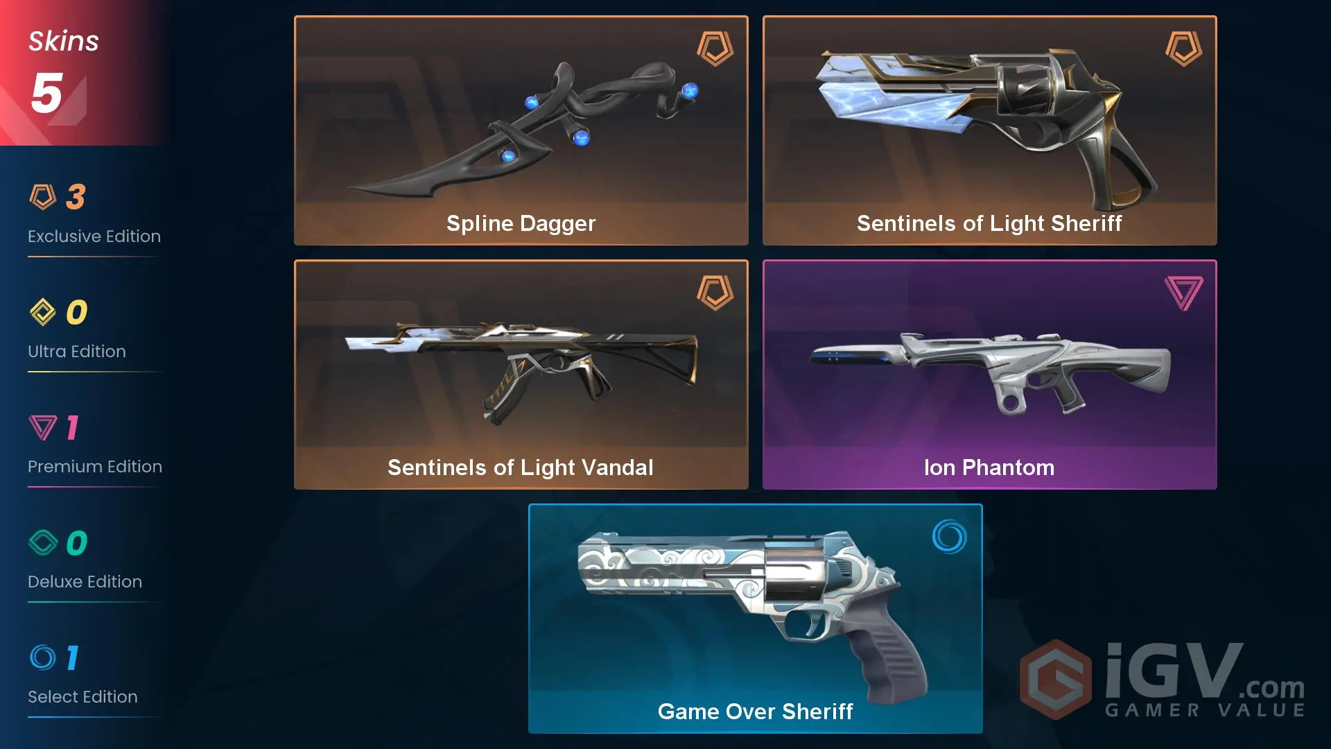 NA - LVL 30 - UNRANKED - 1 KNIFE - 5 SKINS (~9,675 VP) Sentinels of ...