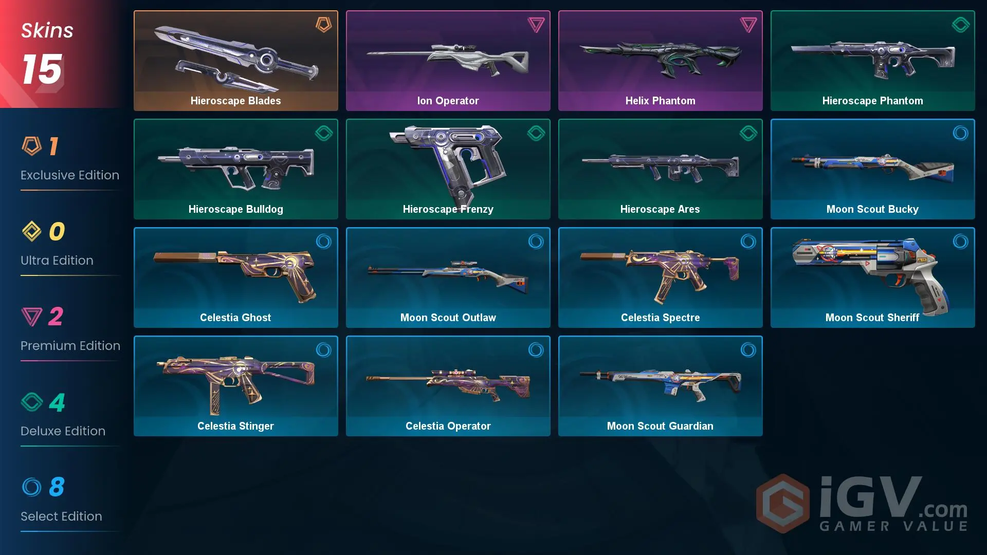 EU 1 KNIFE 15 SKINS Hieroscape Blades Helix Phantom Ion Operator RANKED ...